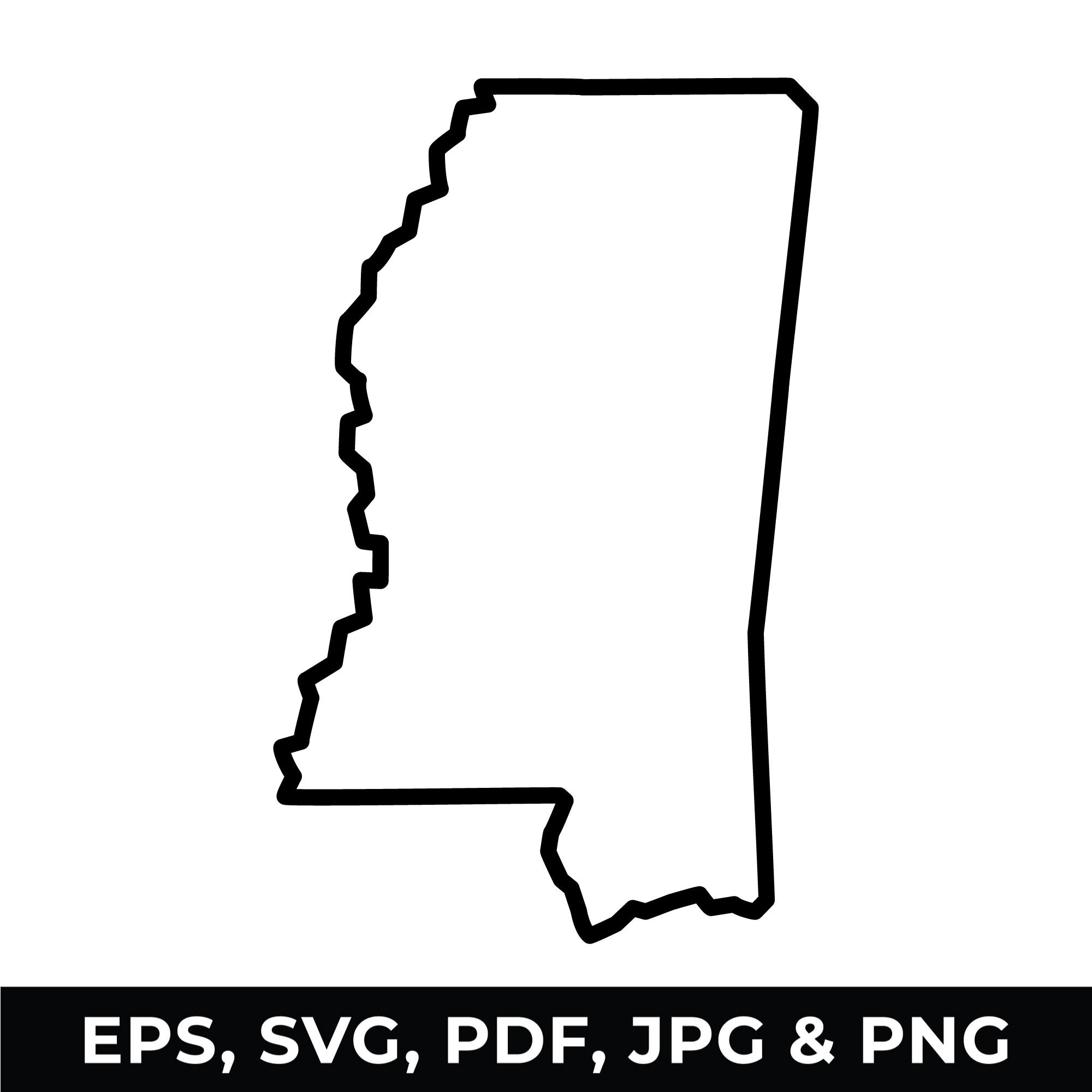 Mississippi State Outline SVG, Mississippi Map Clipart, Mississippi ...