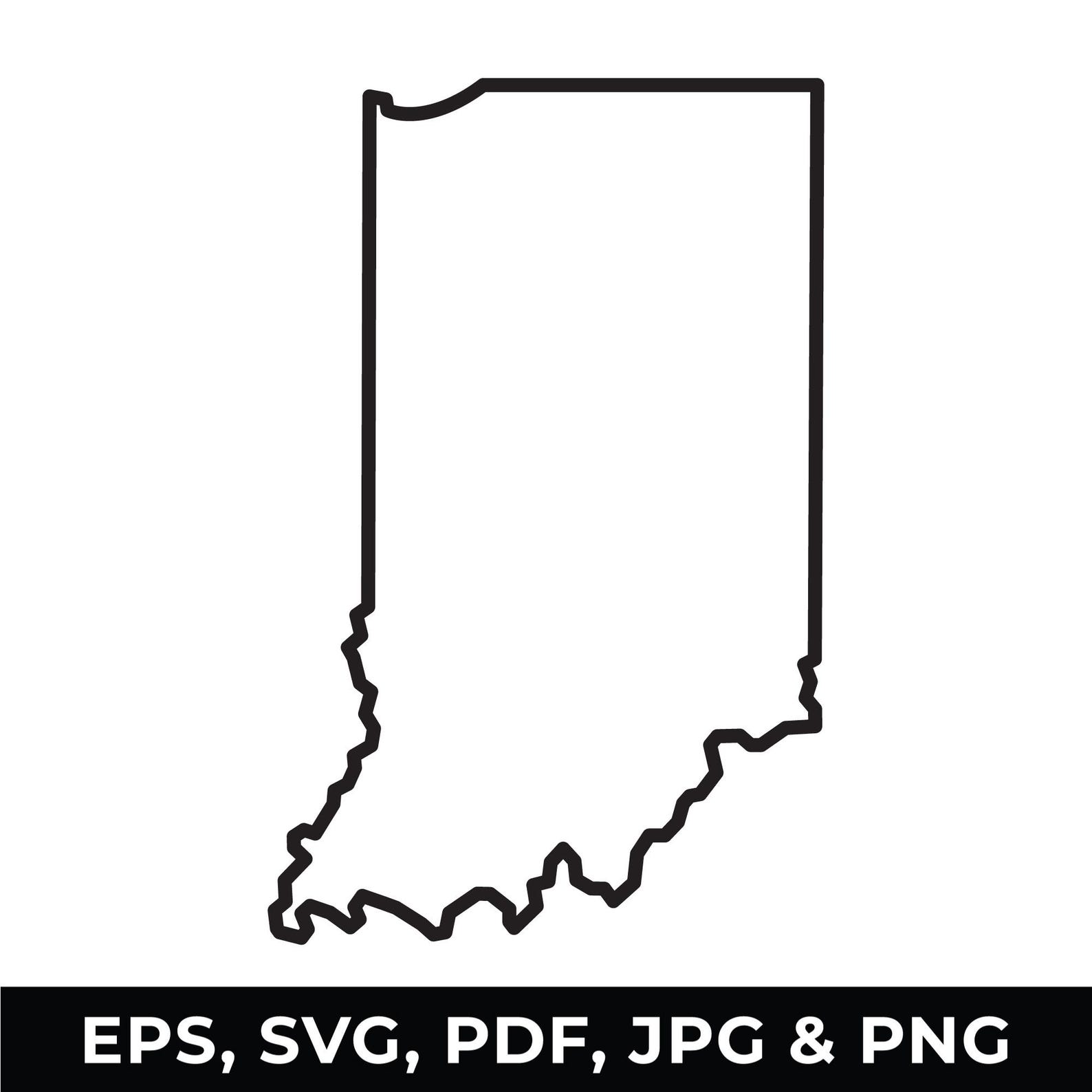 Indiana State Outline SVG, Indiana Map Clipart, Indiana Outline PNG ...