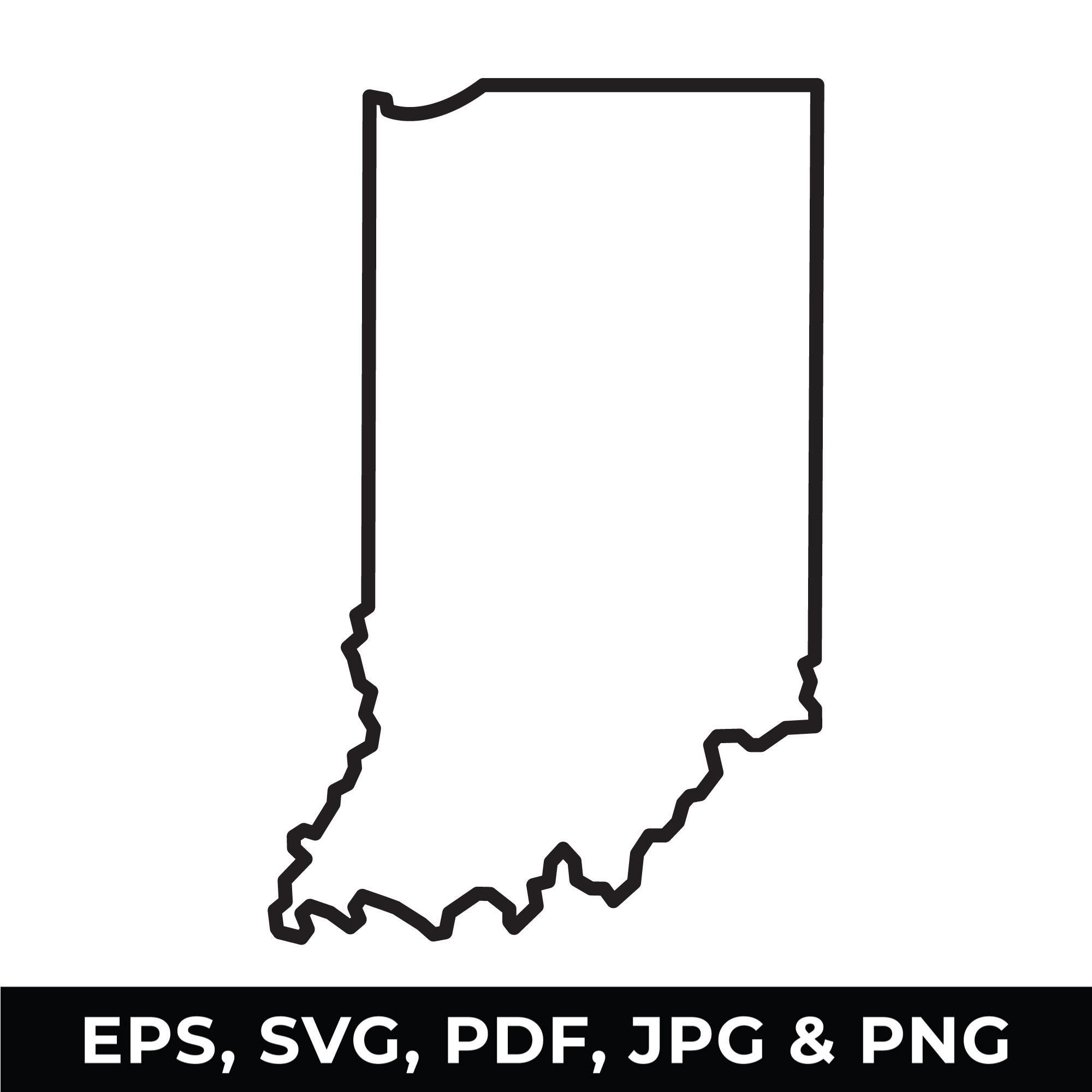 Indiana State Outline SVG, Indiana Map Clipart, Indiana Outline PNG ...