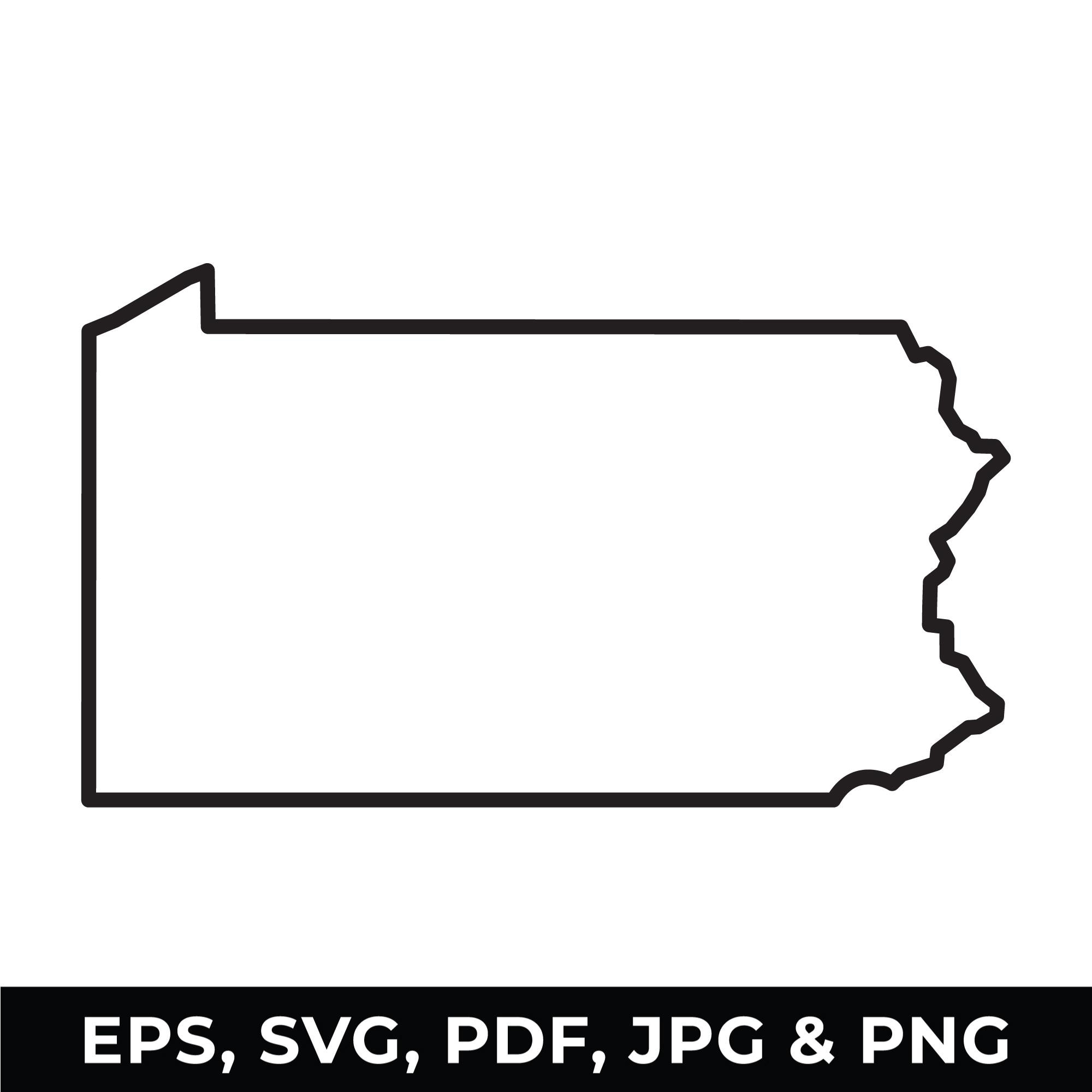 Pennsylvania State Outline SVG, Pennsylvania Map Clipart, Pennsylvania ...
