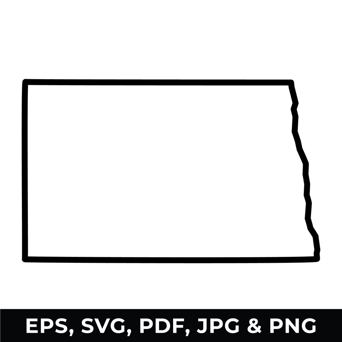 North Dakota State Outline Map: SVG, PNG, PDF Files (digital Download ...