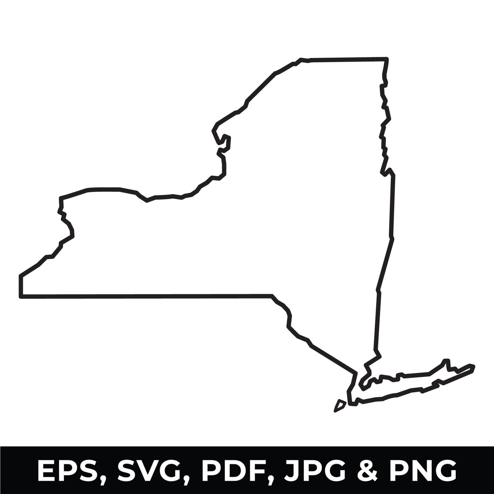 New York State Outline Map: SVG, PNG, PDF Files (digital Download) - Etsy