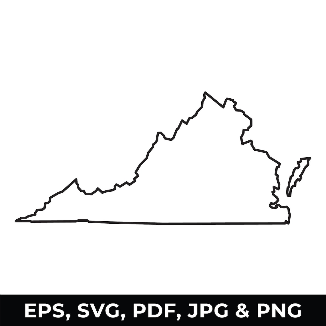 Virginia State Outline SVG, Virginia Map Clipart, Virginia Outline PNG ...