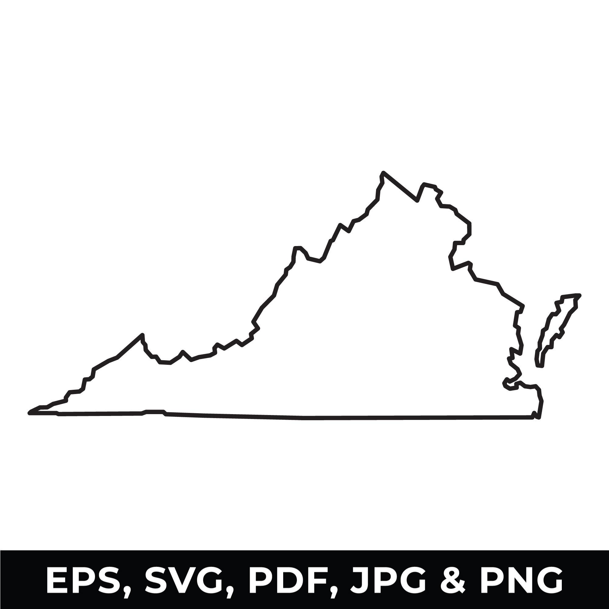 Virginia State Outline SVG, Virginia Map Clipart, Virginia Outline PNG ...
