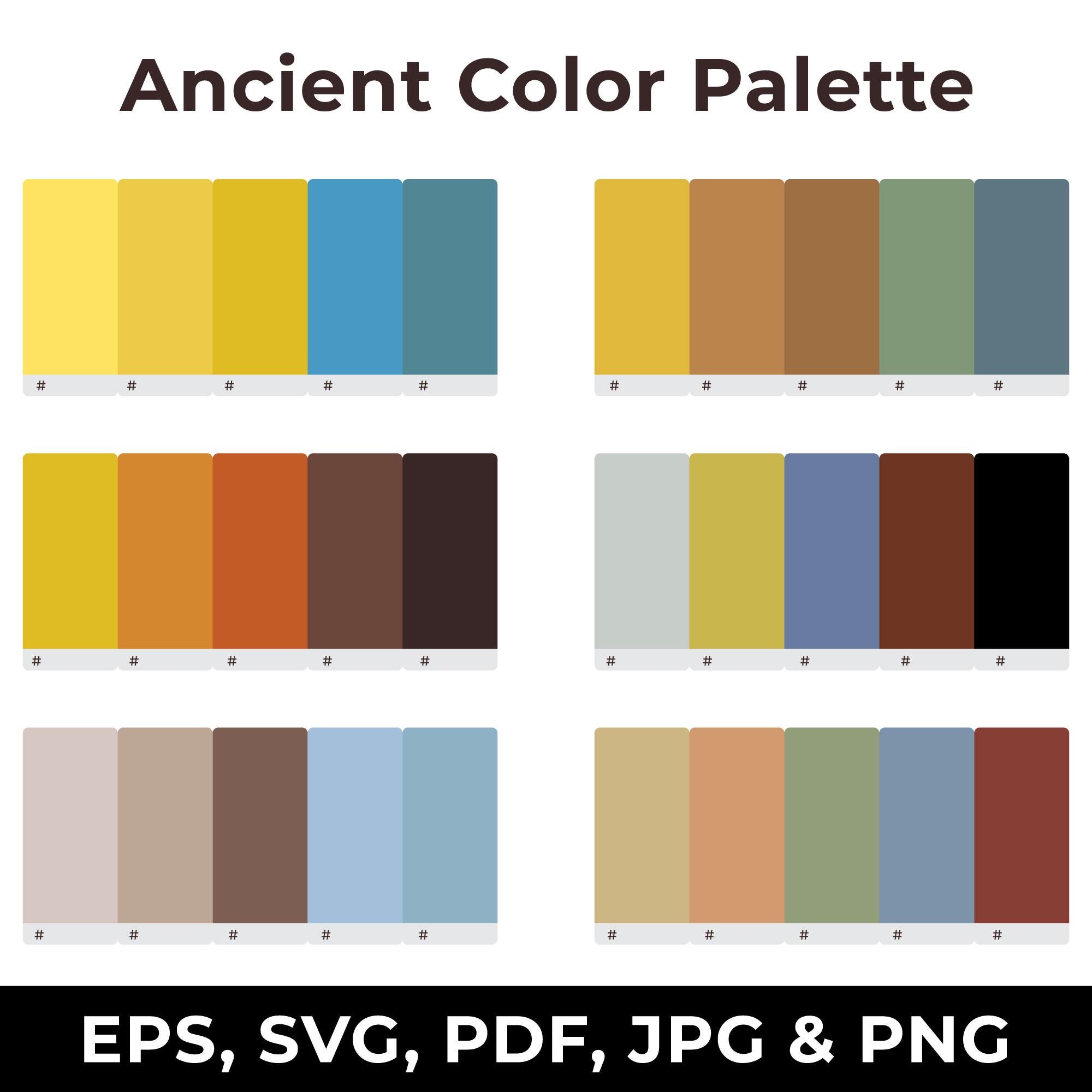 Ancient Art History Color Palette With Hex Codes Vector - Historical ...
