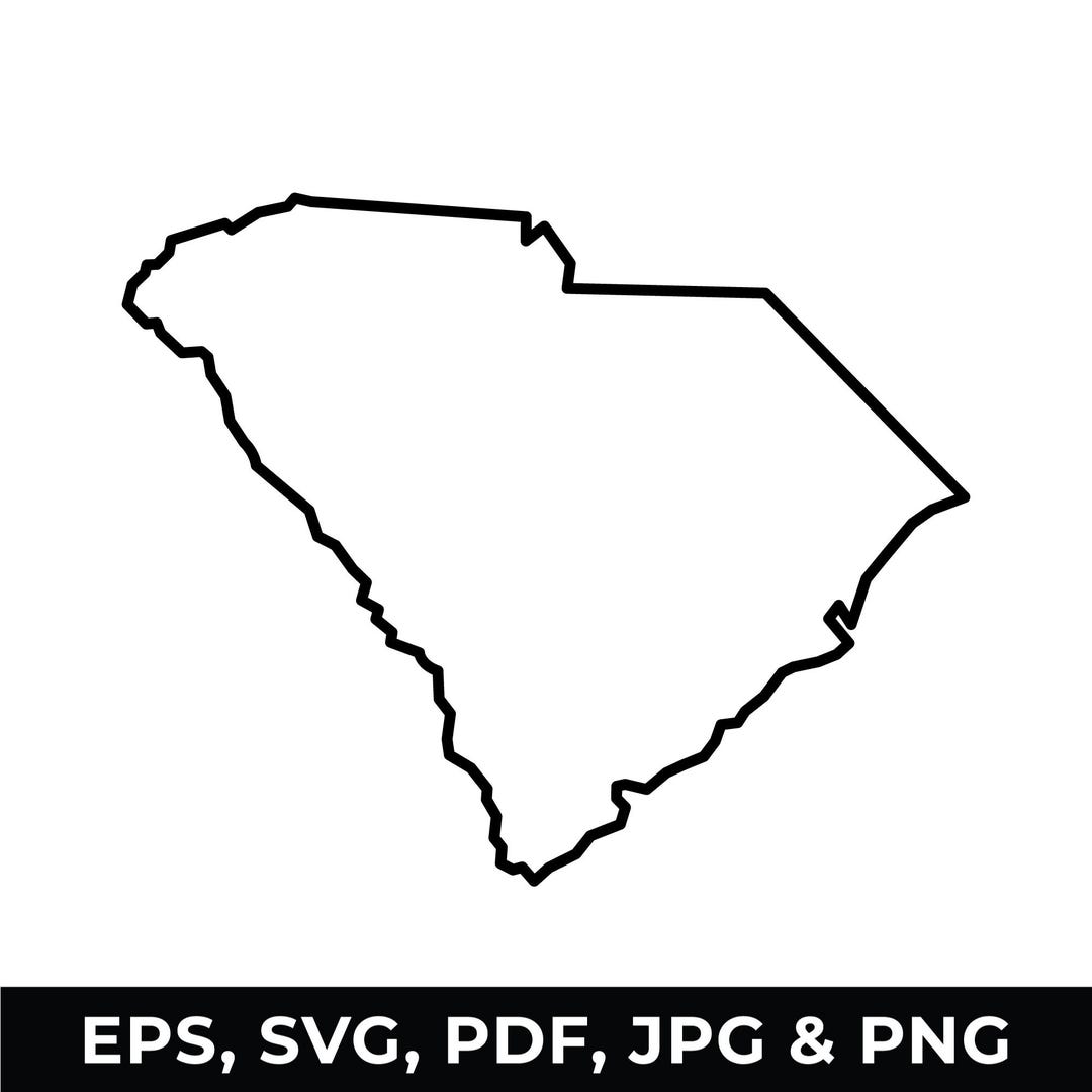 South Carolina Outline SVG, South Carolina Map Clipart, South Carolina ...