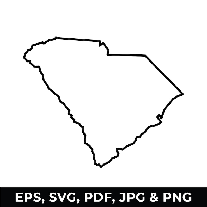 South Carolina Outline SVG, South Carolina Map Clipart, South Carolina ...