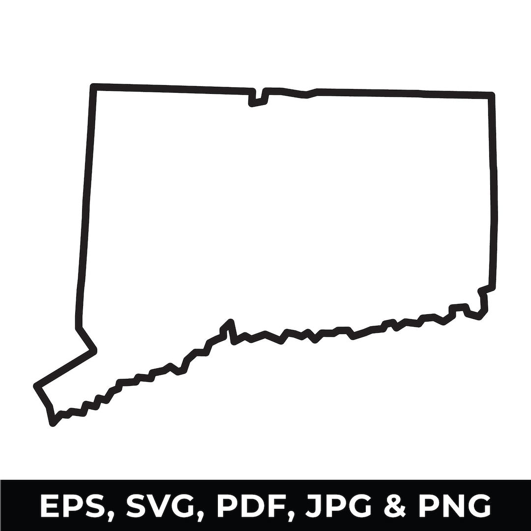 Connecticut State Outline SVG, Connecticut Map Clipart, Connecticut ...