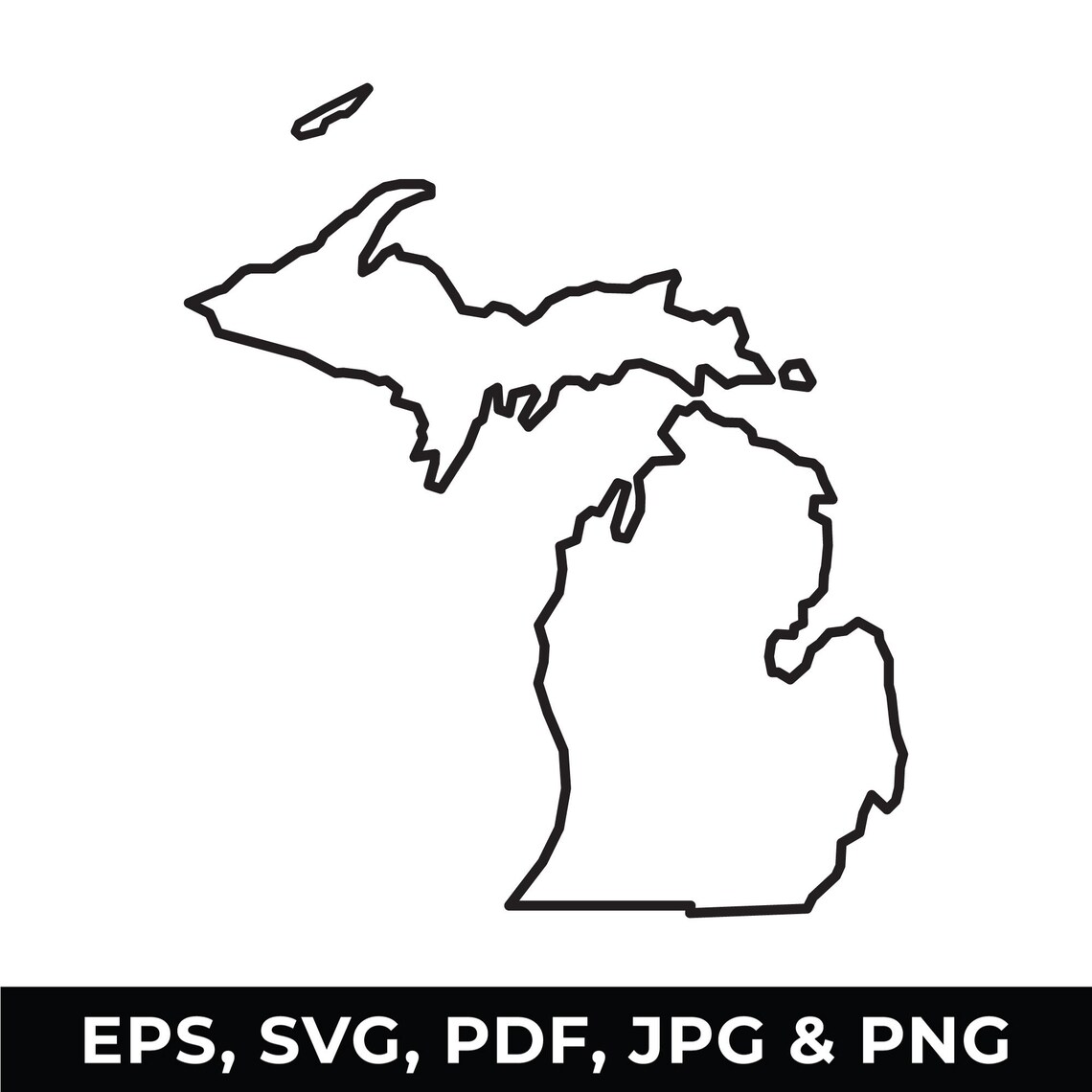 Michigan State Outline Map: SVG, PNG, Clipart (digital Download) - Etsy