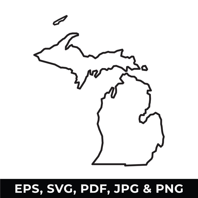 Michigan State Outline SVG, Michigan Map Clipart, Michigan Outline PNG ...