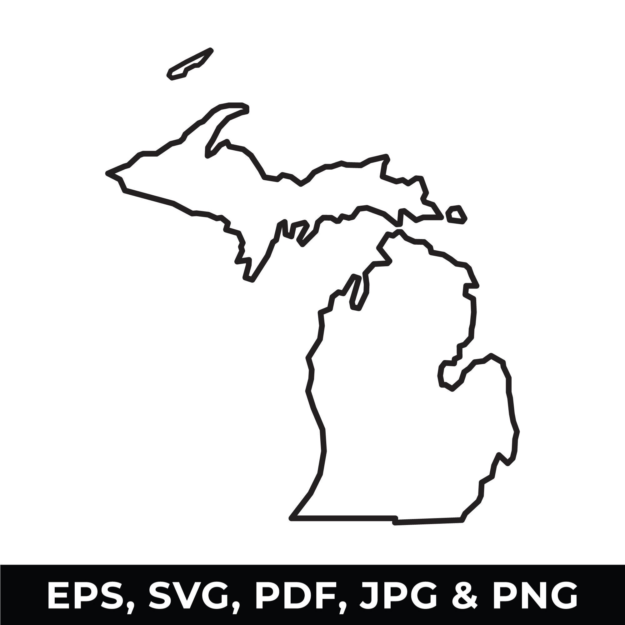 Michigan State Outline Map: SVG, PNG, Clipart (digital Download) - Etsy