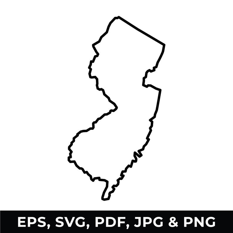 New Jersey State Outline SVG, New Jersey Map Clipart, New Jersey ...