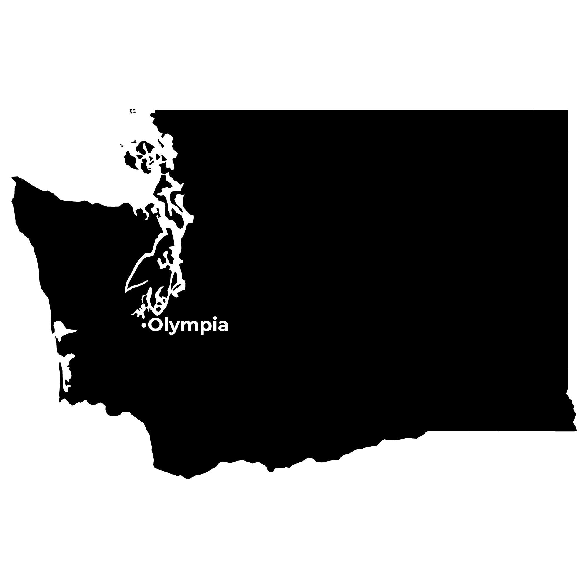 Washington Map With Olympia State Capital Mark Silhouette Vector ...