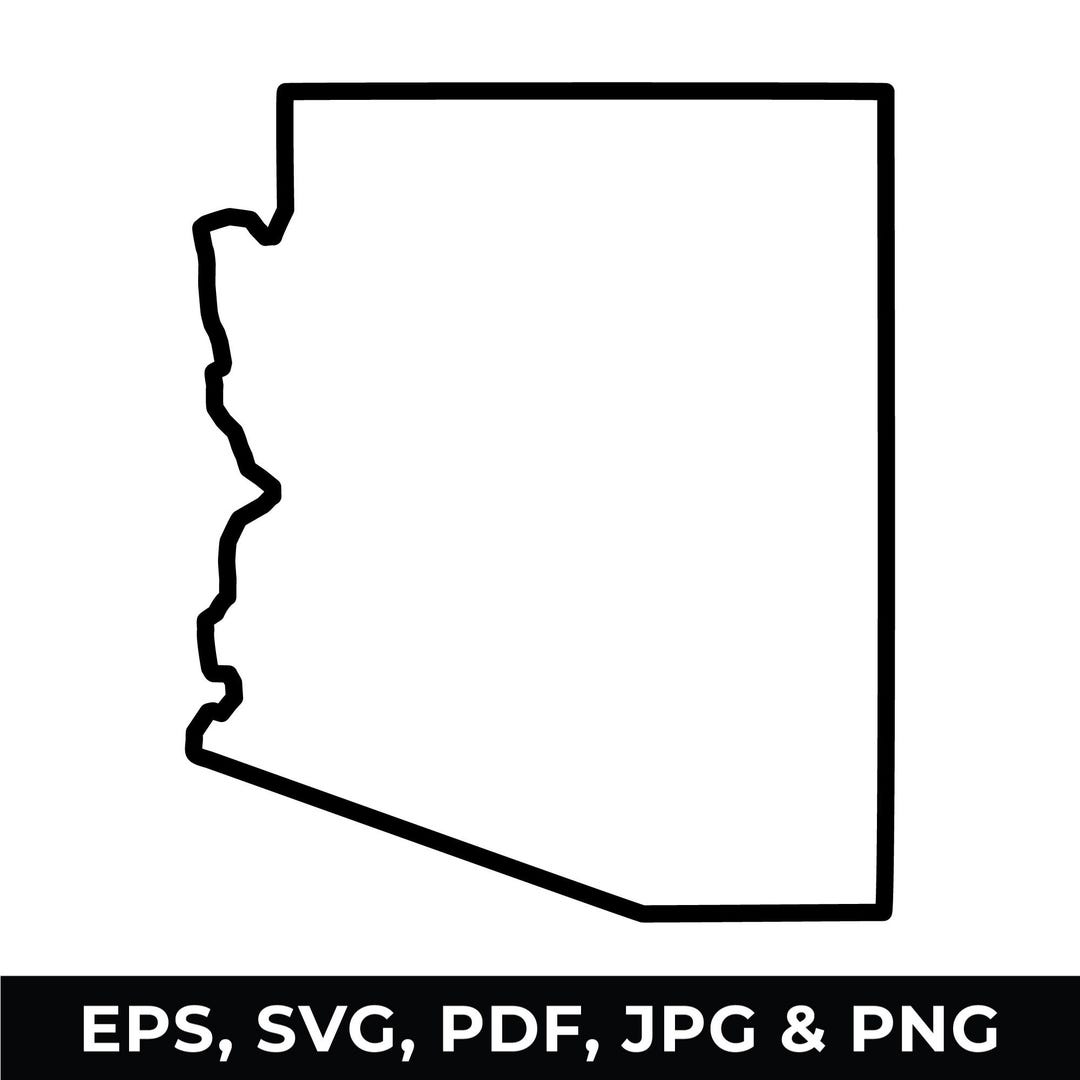 Arizona State Outline: Vector Map Clipart (digital Download) - Etsy