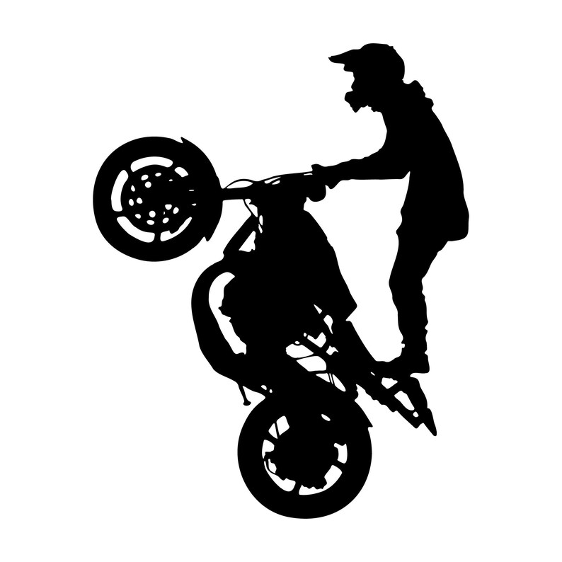 SVG Motorcycle One-wheeling Stunt Silhouette Vector Design Commercial ...