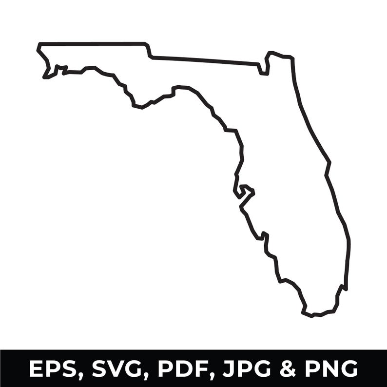 Florida State Outline SVG, Florida Map Clipart, Florida Outline PNG ...