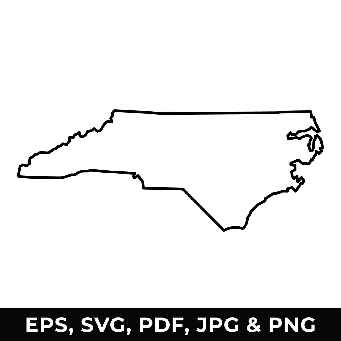 North Carolina State Outline Map: NC Clipart (digital Download) - Etsy