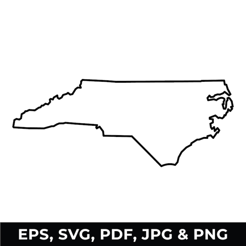 North Carolina State Outline SVG, North Carolina Map Clipart, North Carolina Outline PNG ...