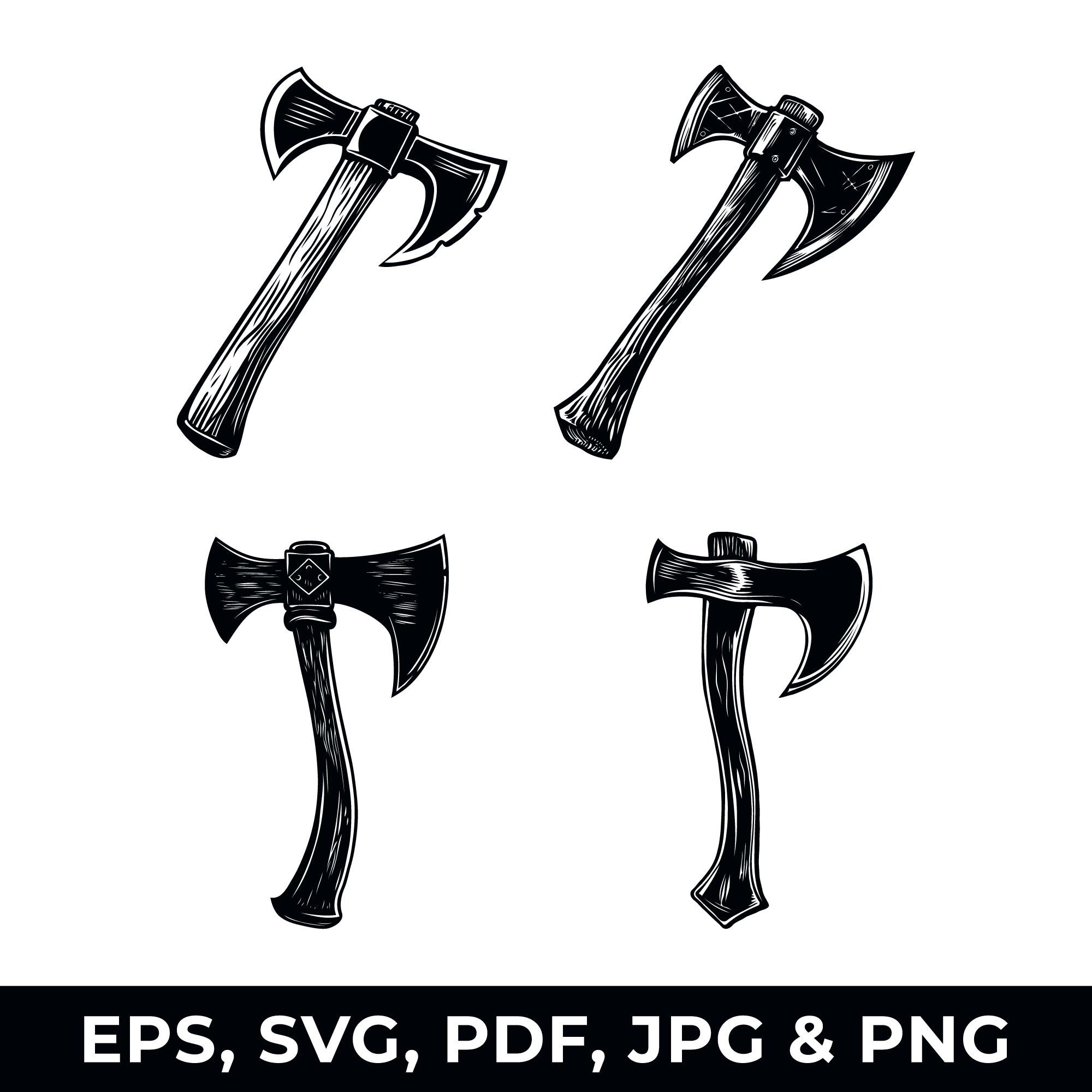 Double Bit Axe Vector Collection - Lumberjack Clipart for Decals ...