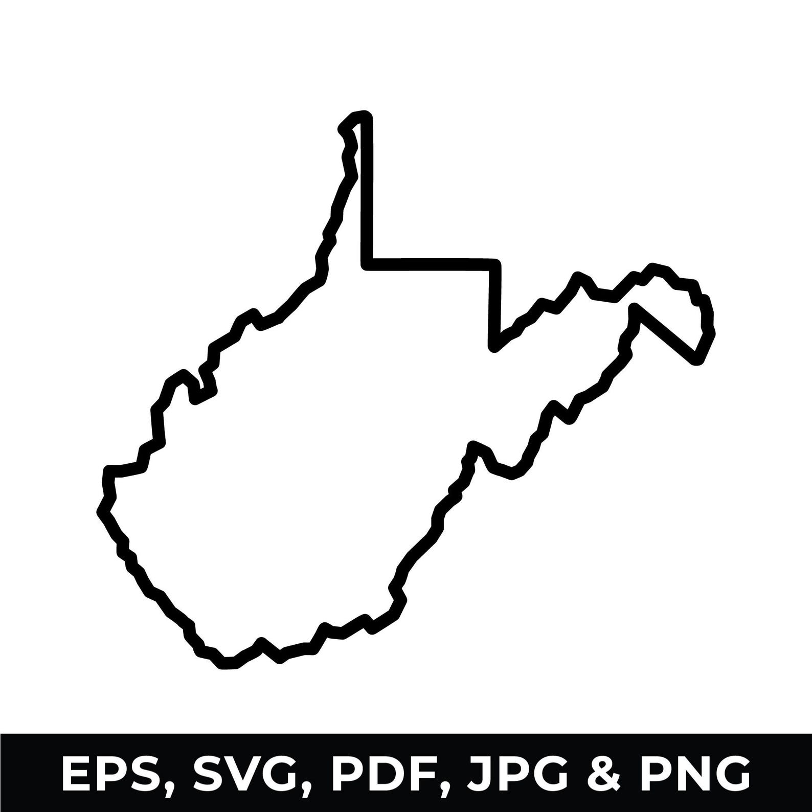 West Virginia State Outline SVG, West Virginia Map Clipart, West ...
