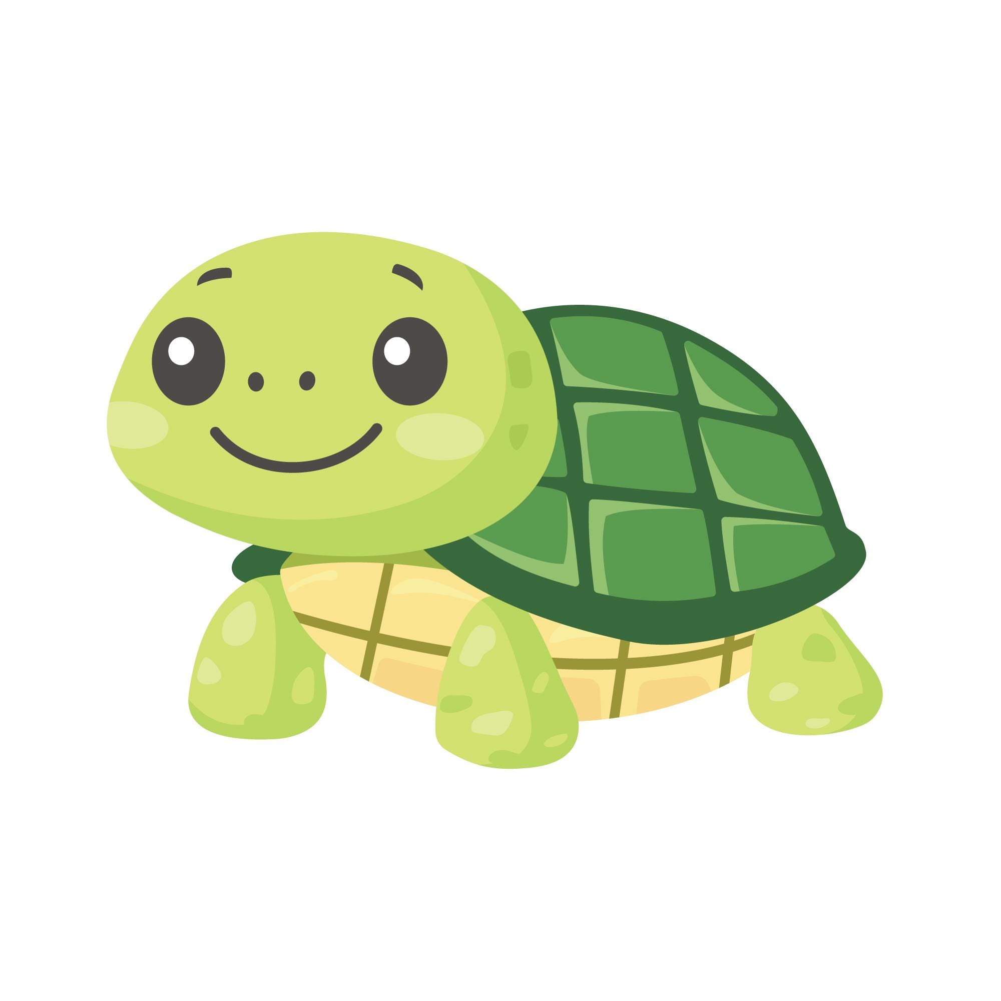 Cute Cartoon Turtle Smiling Clipart Vector Illustration - Etsy