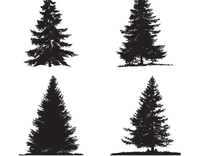 Fir Tree SVG Bundle, Fir Tree Icon Clipart, 15 Fir Tree Silhouette Cut ...