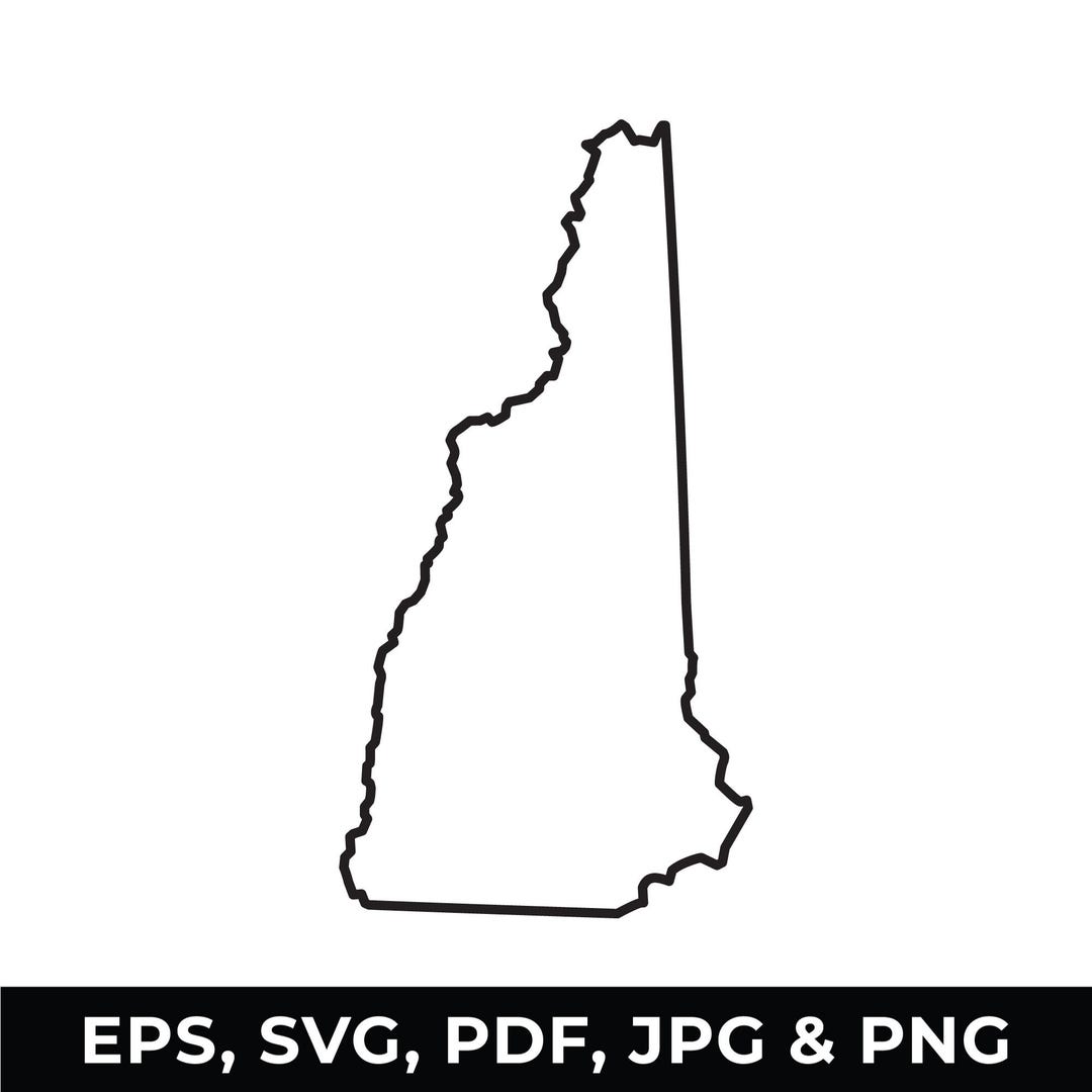 New Hampshire State Outline SVG, New Hampshire Map Clipart, New ...