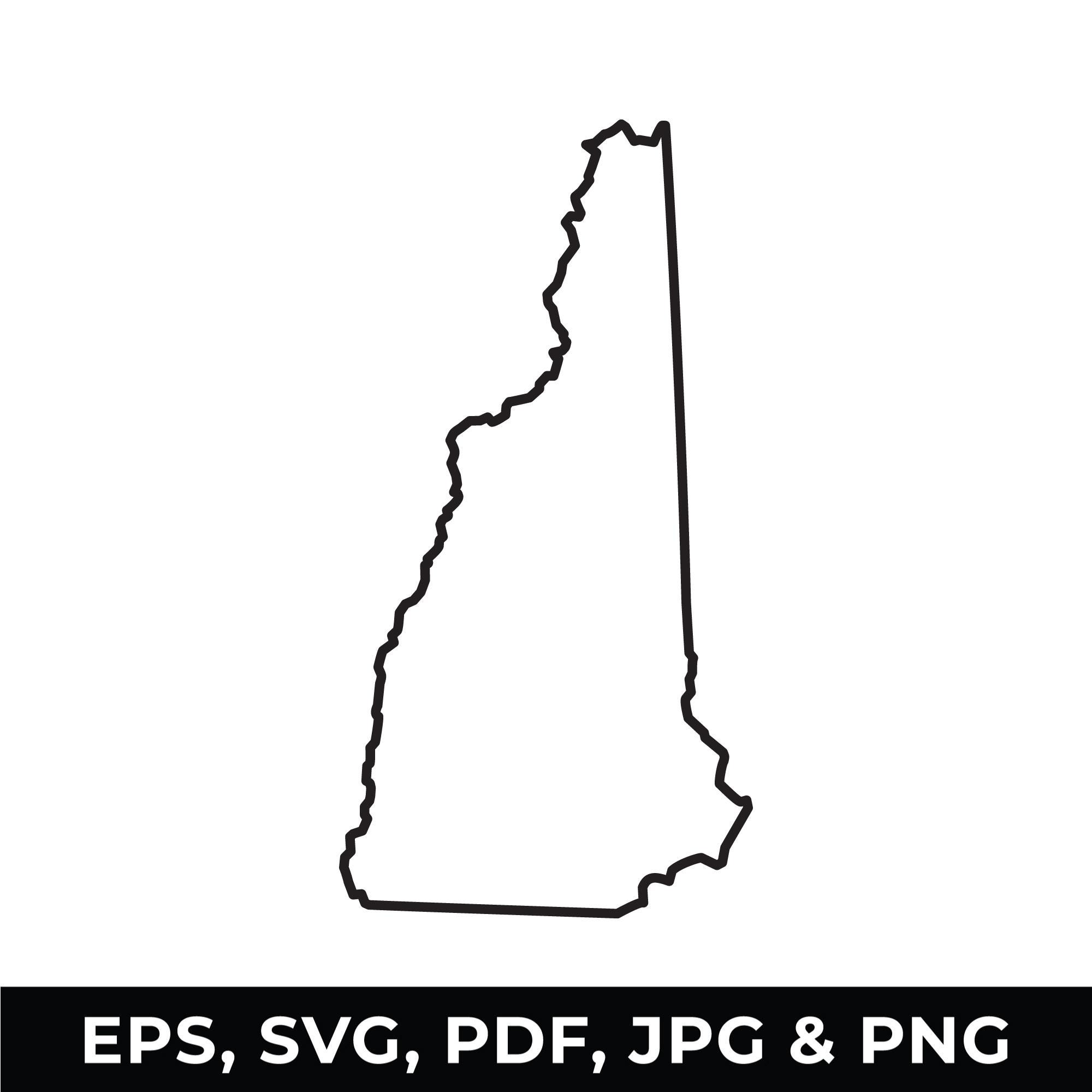New Hampshire State Outline SVG, New Hampshire Map Clipart, New ...
