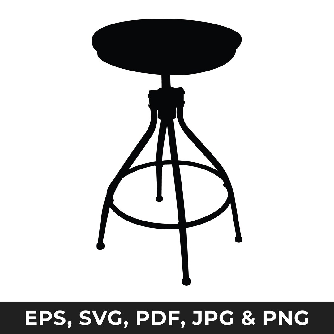 Modern Bar Stool Clipart - Instant Download SVG and PNG Files - Swivel ...