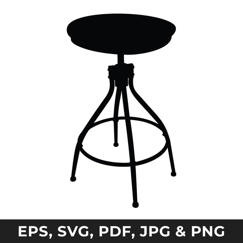 Modern Bar Stool Clipart - Instant Download SVG and PNG Files - Swivel ...