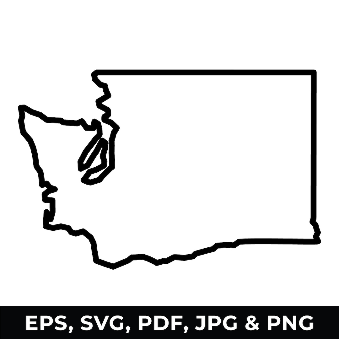 Washington State Outline: Map Clipart SVG, PNG (digital Download) - Etsy