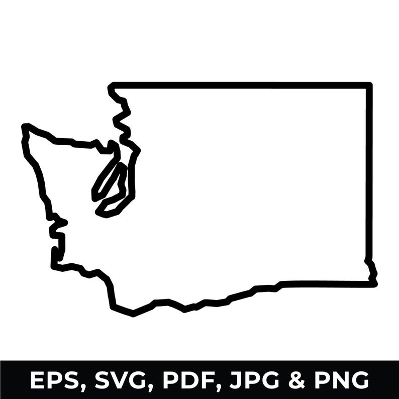 Washington State Outline SVG, Washington Map Clipart, Washington ...