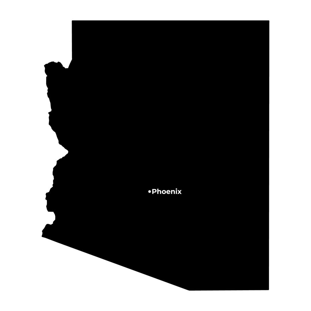 Arizona Map With Phoenix State Capital Marked Vector Silhouette ...