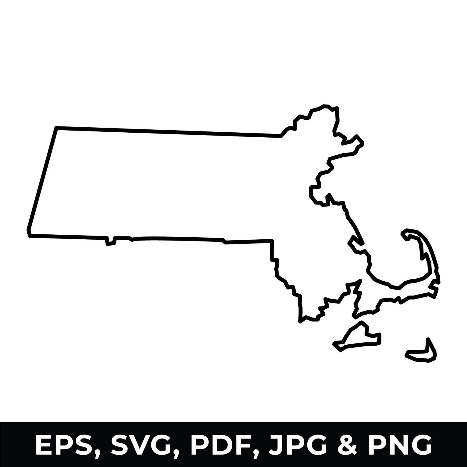Massachusetts State Outline SVG, Massachusetts Map Clipart ...