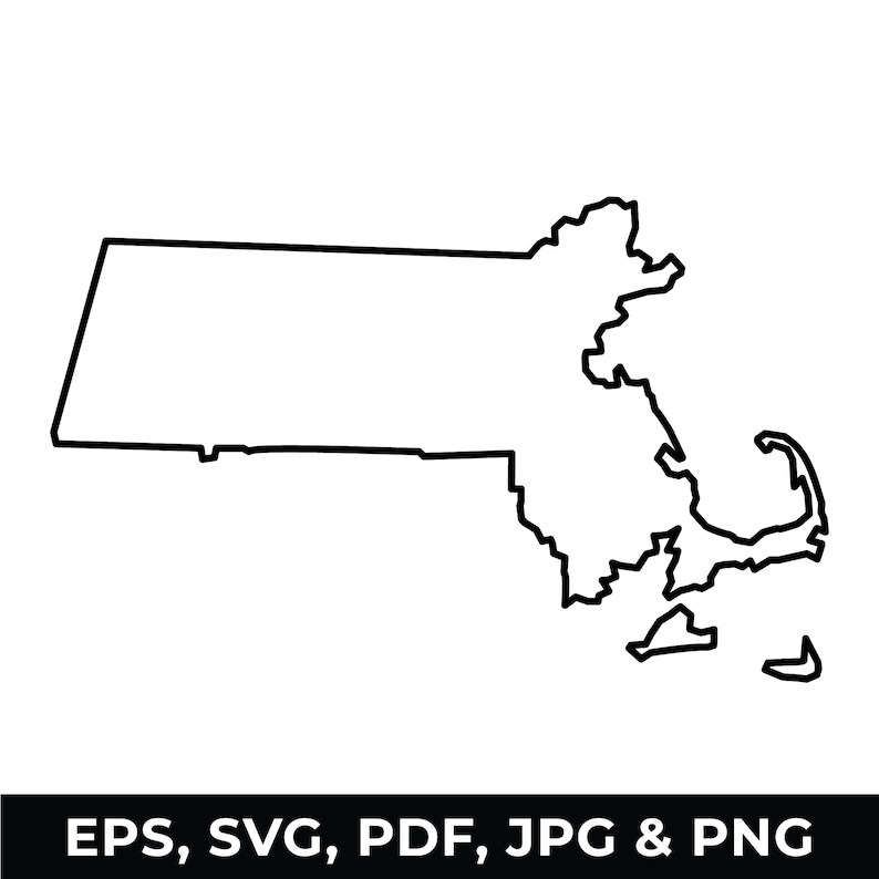 Massachusetts State Outline SVG, Massachusetts Map Clipart ...