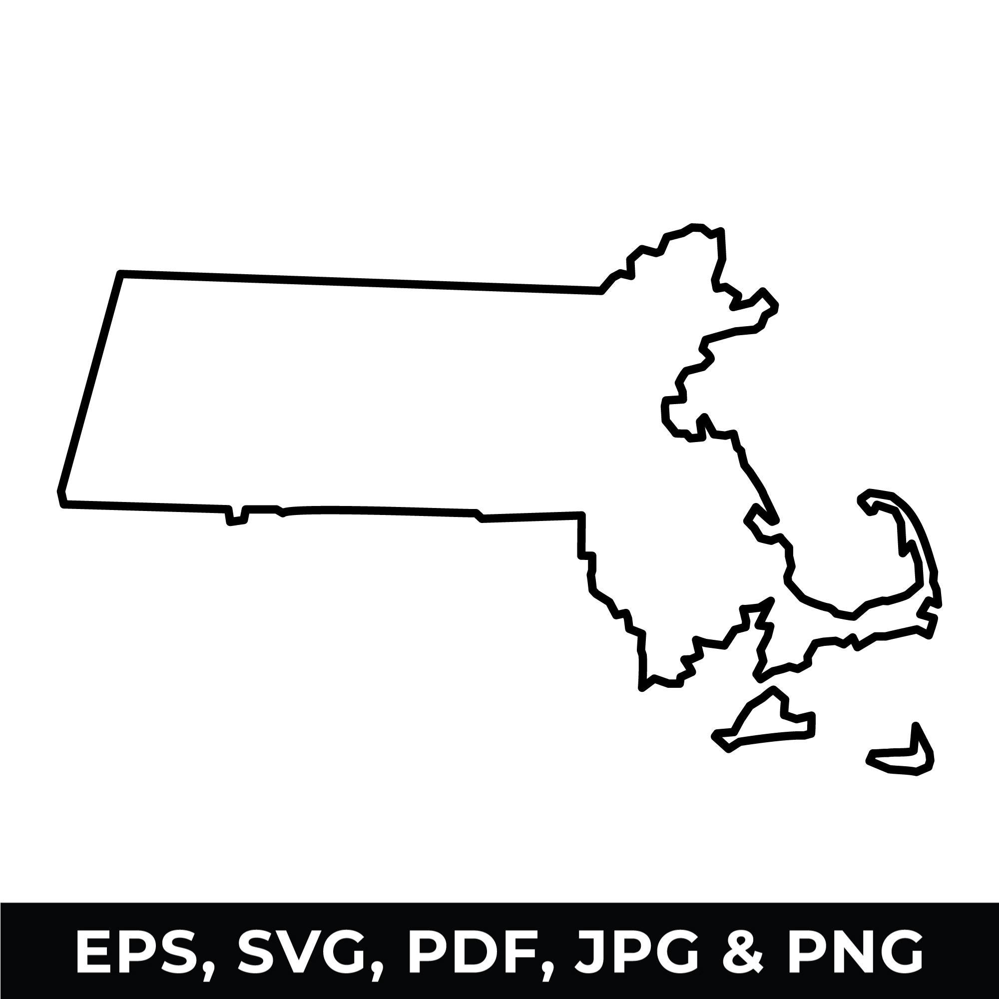 Massachusetts State Outline SVG, Massachusetts Map Clipart ...