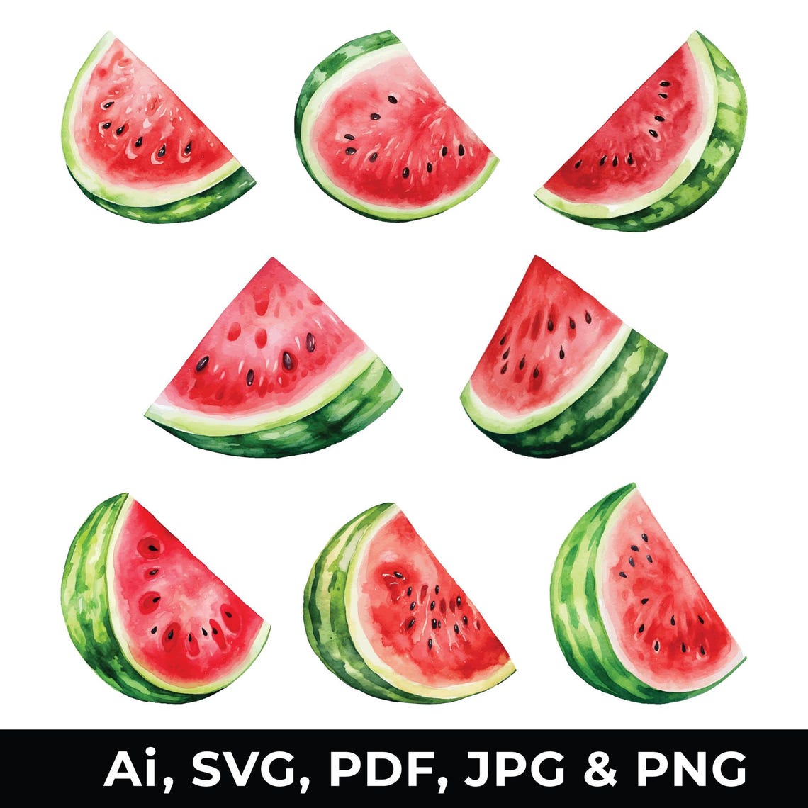 Watercolor Watermelon Clipart: Summer Fruit Illustration (digital ...