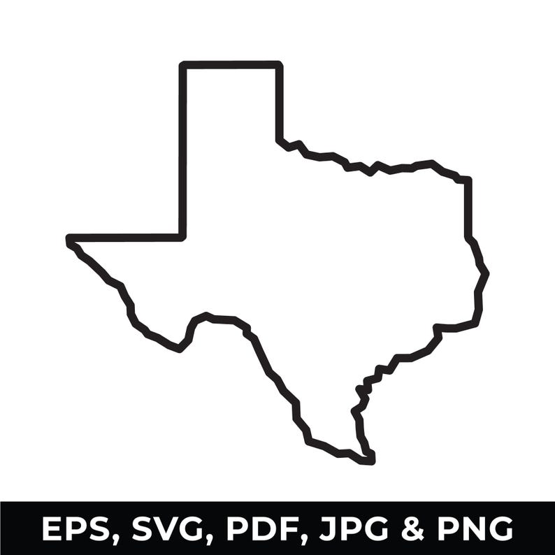 Texas State Outline SVG, Texas Map Clipart, Texas Outline PNG, Digital ...