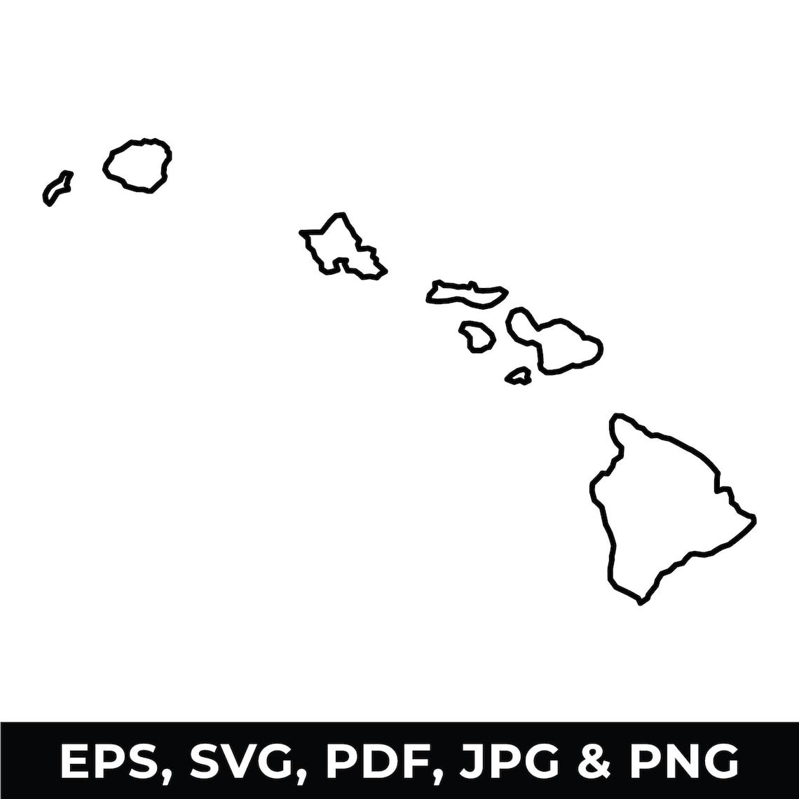 Hawaii State Outline Map: SVG, PNG, PDF Files (digital Download) - Etsy