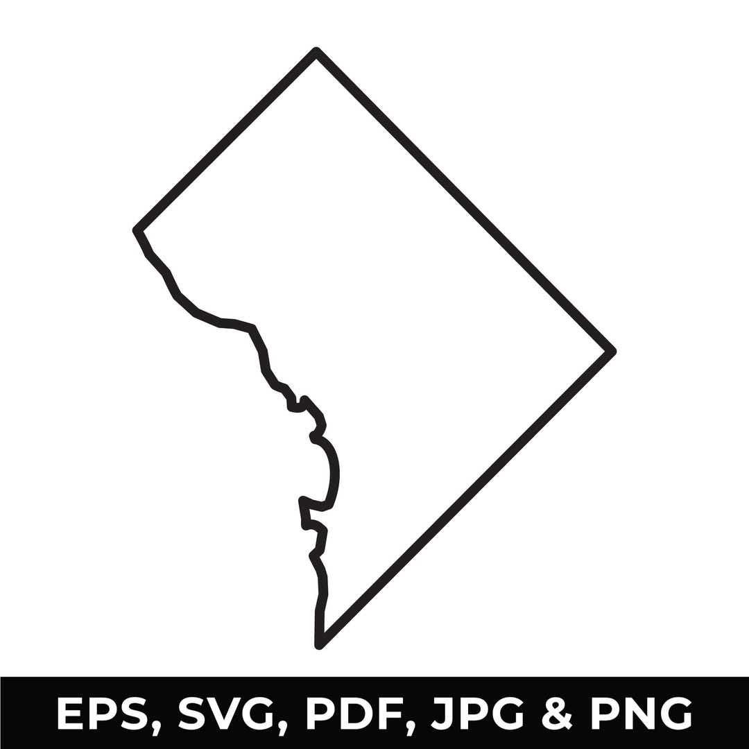 Washington DC Outline SVG, Washington DC Map Clipart, Washington Dc ...