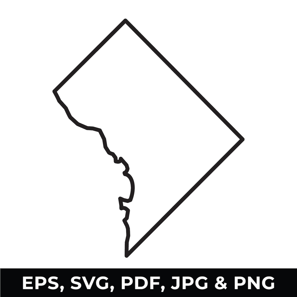 Washington DC Outline SVG, Washington DC Map Clipart, Washington Dc ...