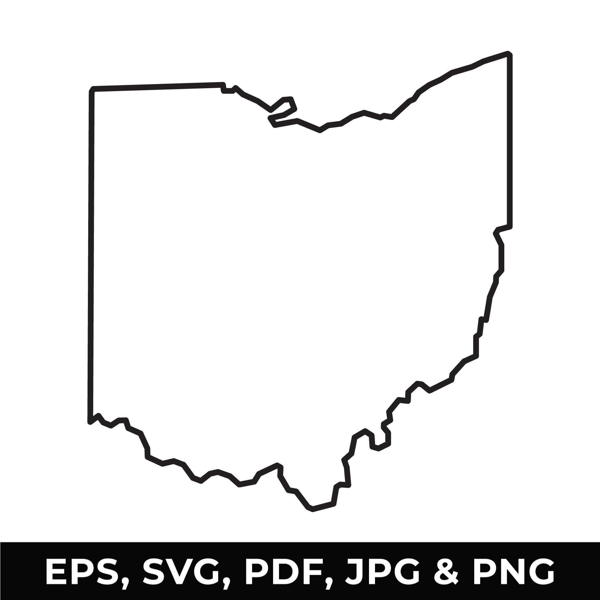 Ohio State Outline SVG, Ohio Map Clipart, Ohio Outline PNG, Digital ...