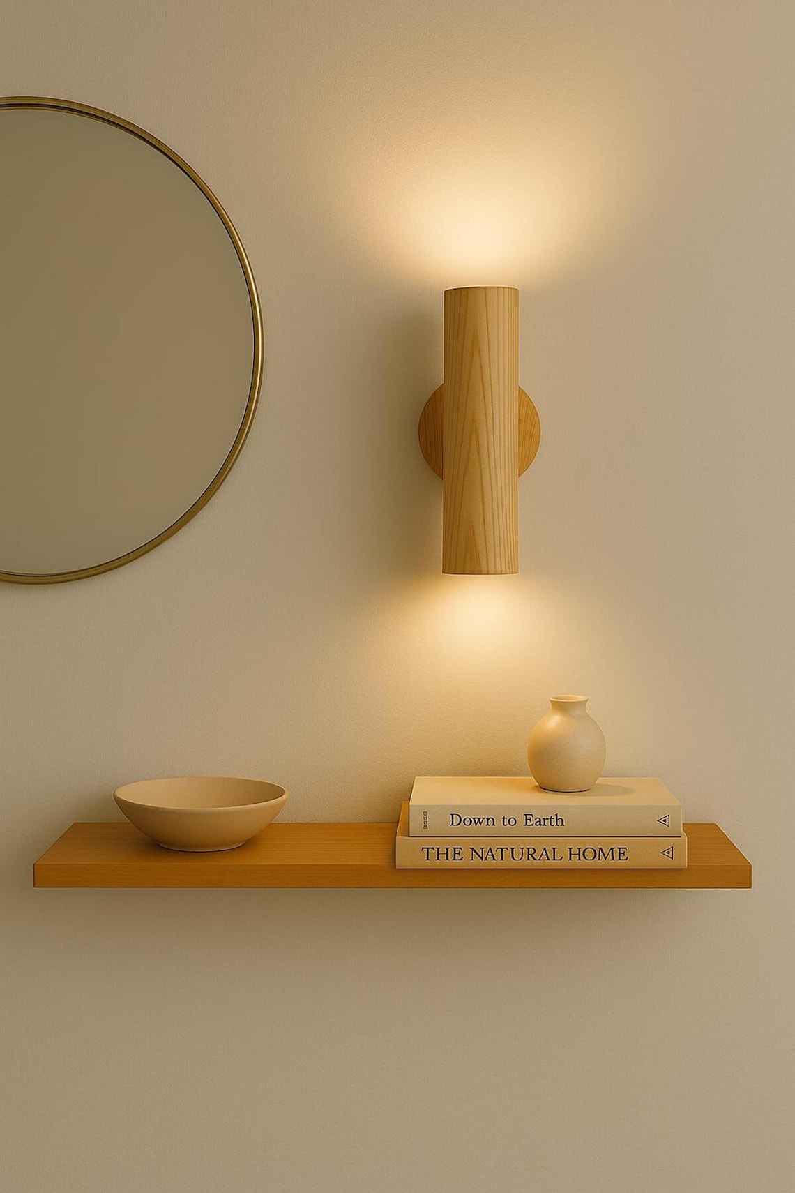 Wall Sconce With Reflective Design, Double Sided Wooden Living Room ...