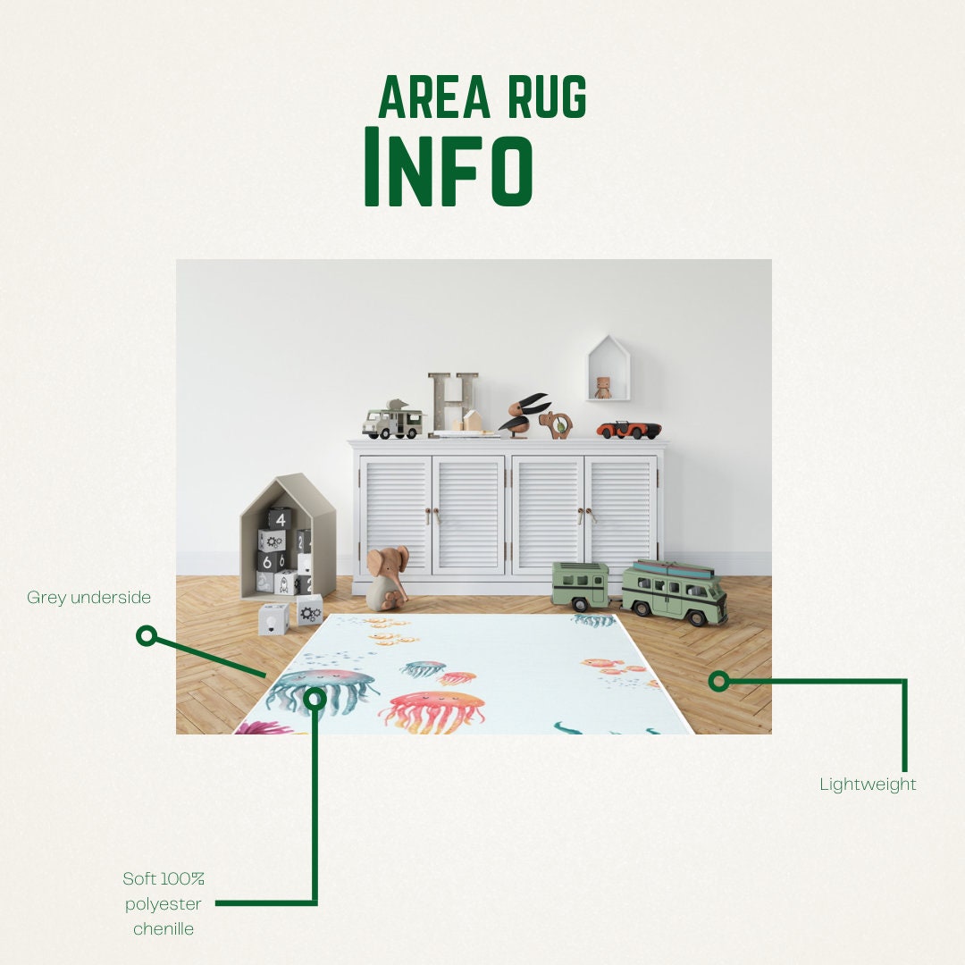 Jellyfish Nursery Rug, Underwater Theme Nursery Decor, Under the Sea ...