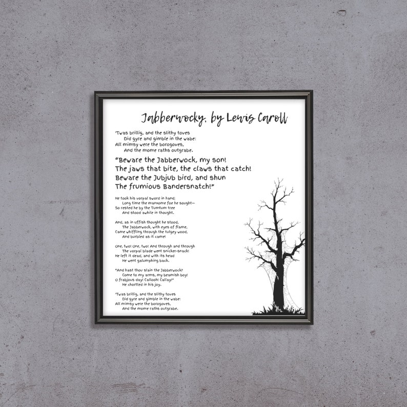 JABBERWOCKY POEM, Digital Print Fall Decor Poetry, Printable Fall ...