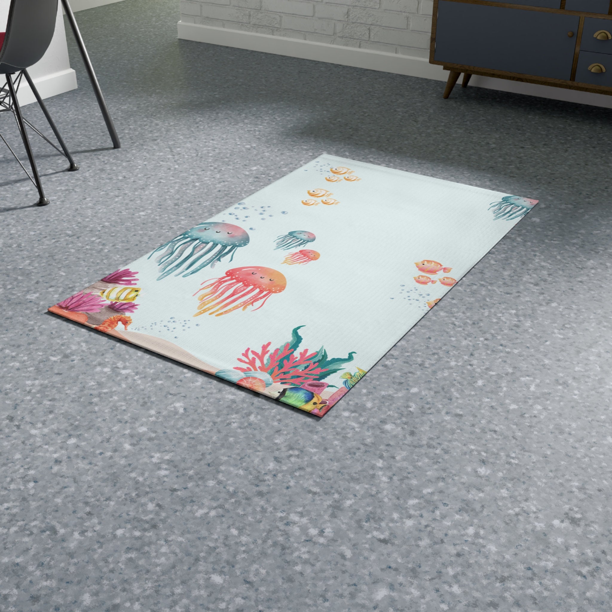 Jellyfish Nursery Rug, Underwater Theme Nursery Decor, Under the Sea ...