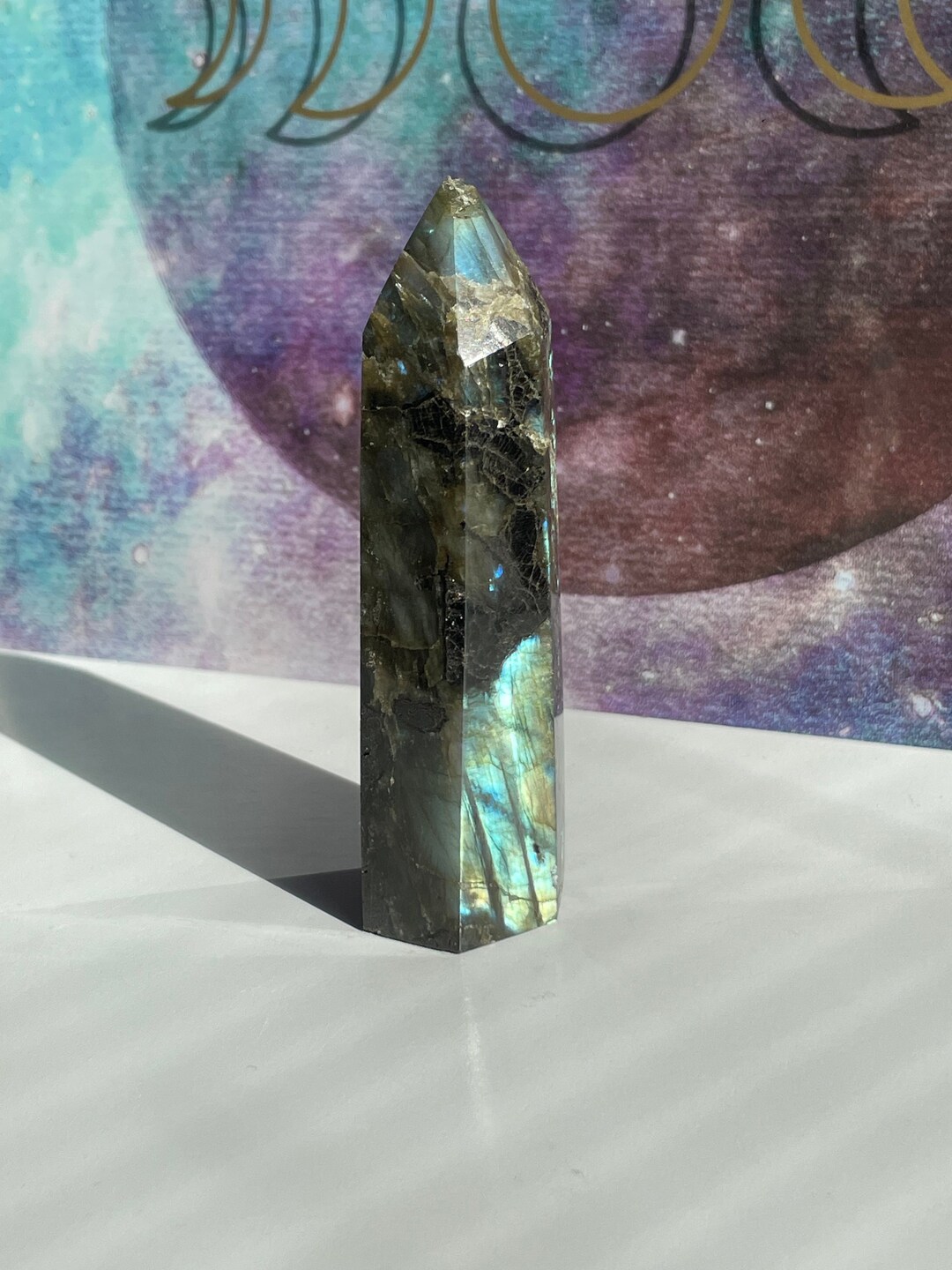 Flashy Labradorite Crystal Tower Chipped Tip Damaged Crystal - Etsy