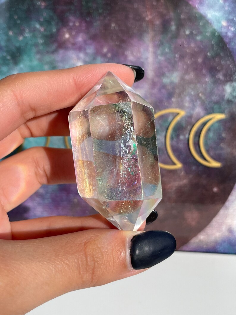 Rainbow Aura Quartz Double Point Wand DT - Etsy