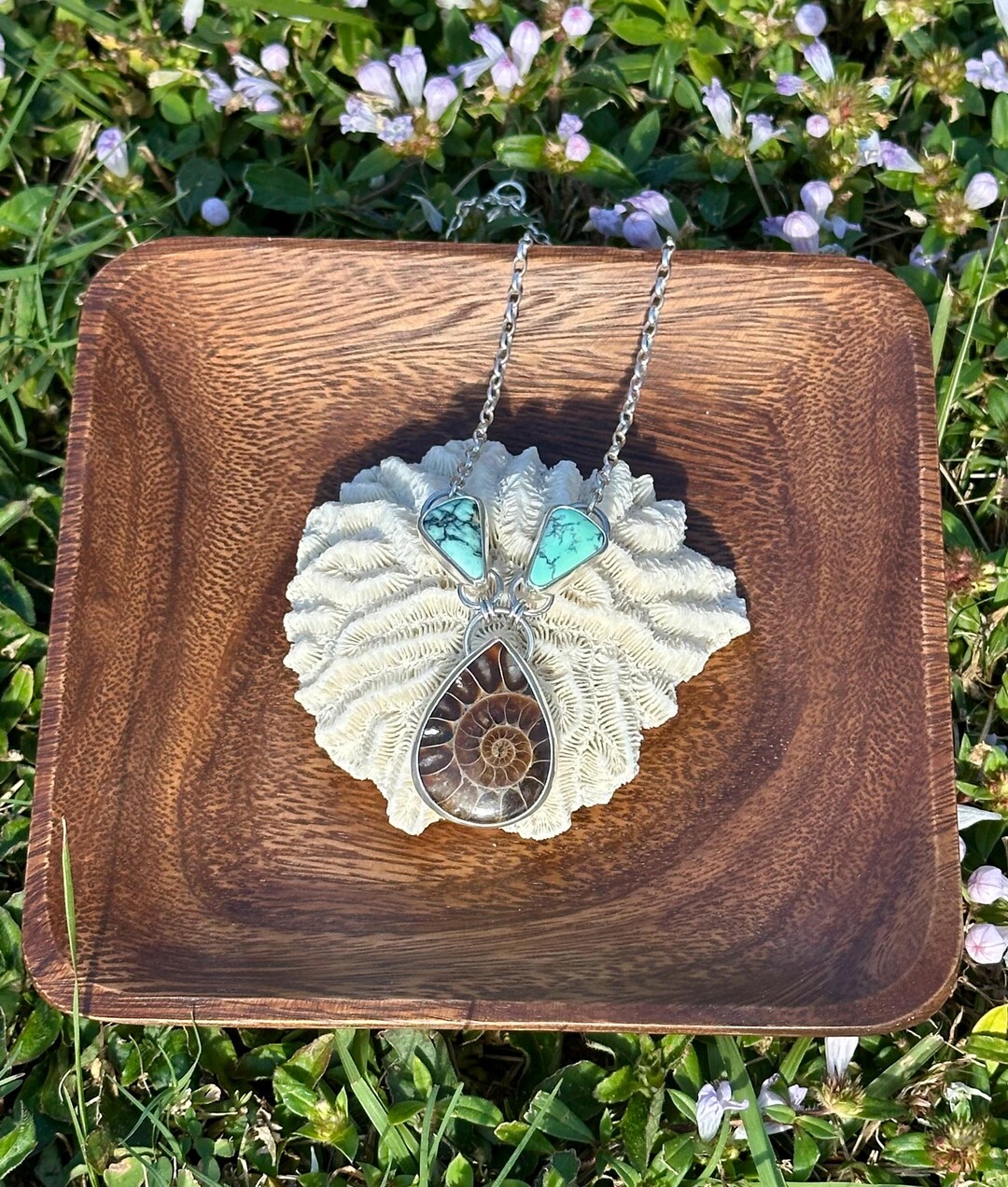 Ammonite Fossil and Natural Angel Wing Variscite One of a Kind ...