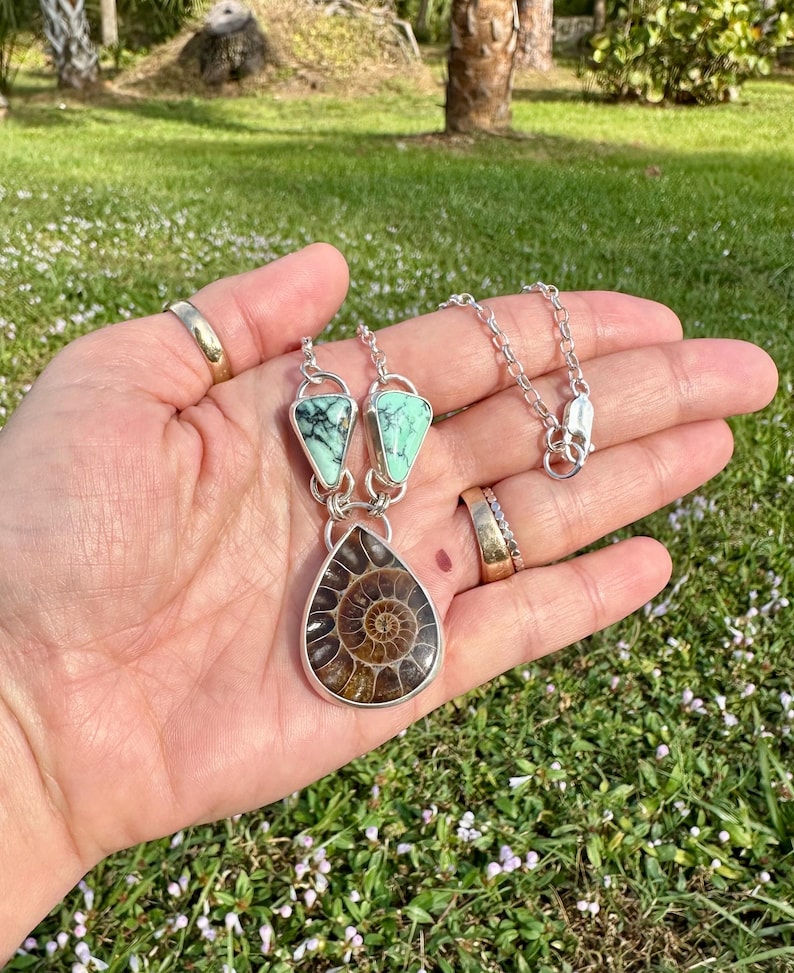 Ammonite Fossil and Natural Angel Wing Variscite One of a Kind ...